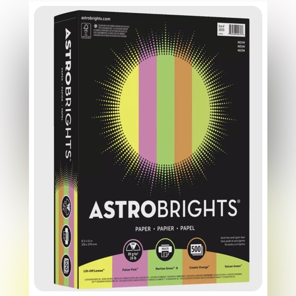 Other | Astrobrights Colored Paper 812 X 11 Inches Assorted Neon | Poshmark